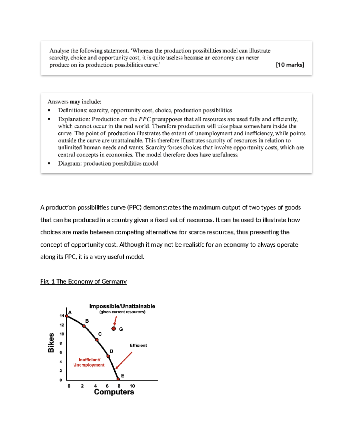 1.1 PPC model essay - PPC - Introductory macroeconomics - A production ...