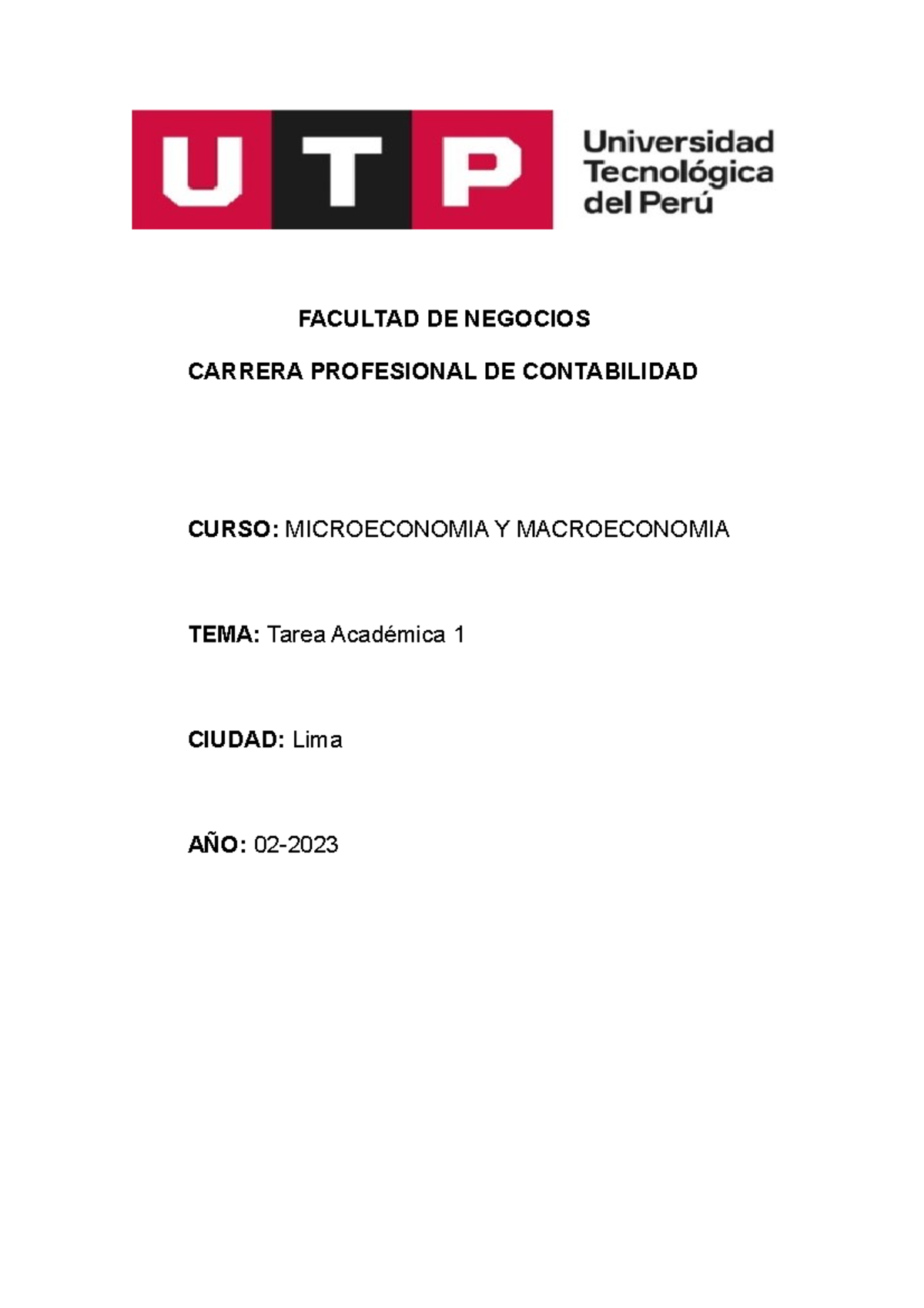 TA1 Micro - FACULTAD DE NEGOCIOS CARRERA PROFESIONAL DE CONTABILIDAD ...