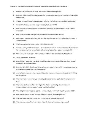 Chapter 1 matching quiz (no answers) - Chapter 1: The Need for Payroll ...