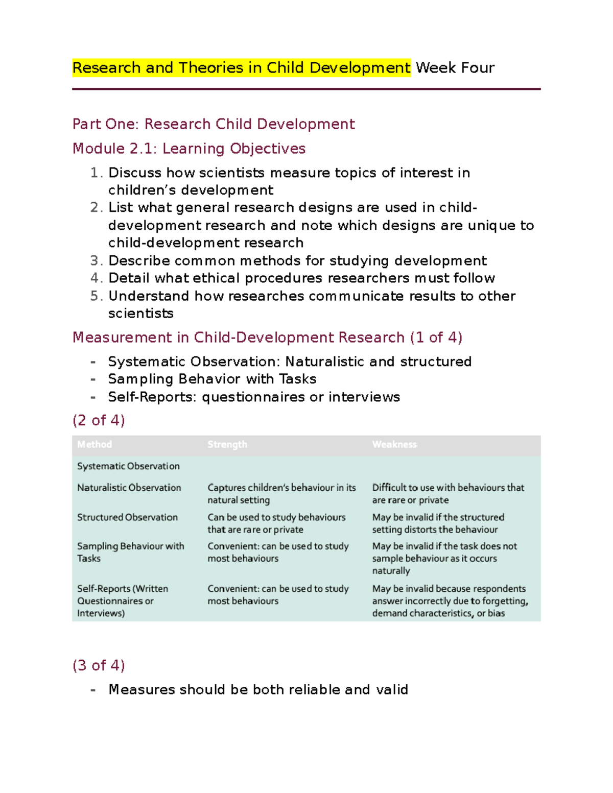 Research and Theories in Child Development Week Four - Validity ...