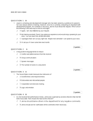 BMG 207 Unit 1 Exam practice test - Unit 1 Exam An effective way to ...