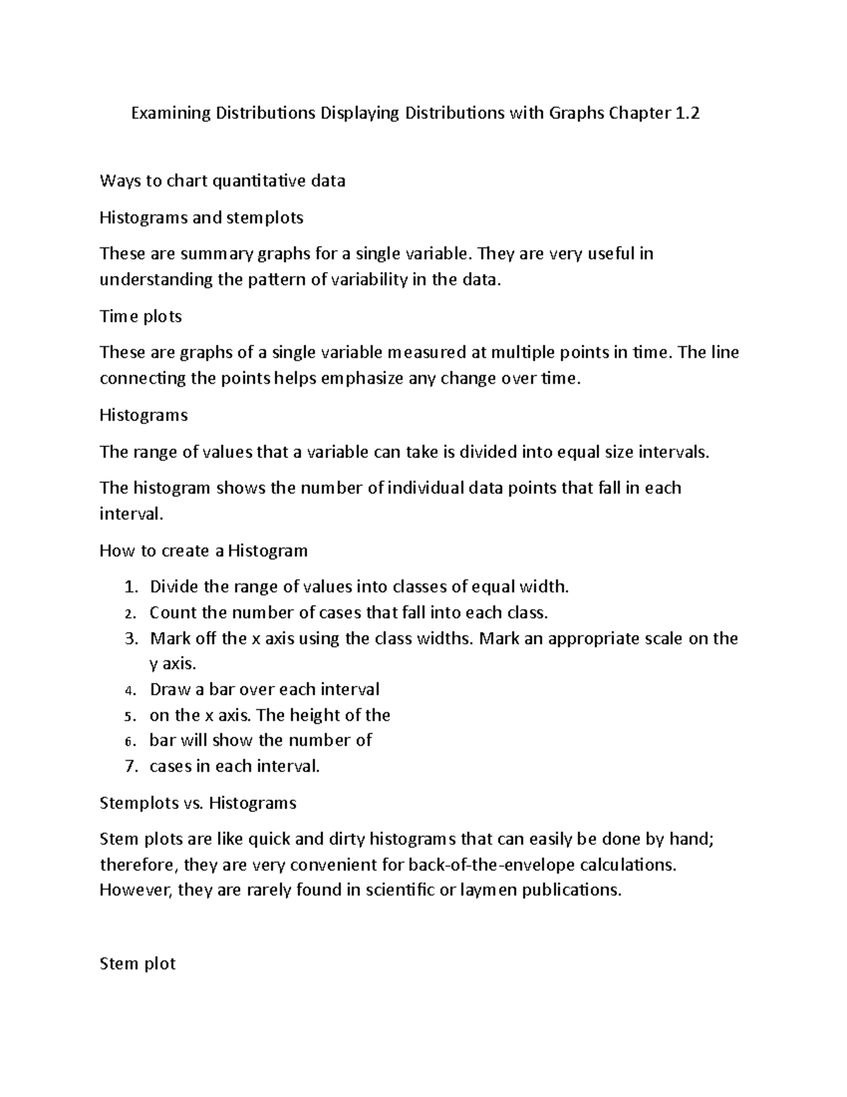 SC-MATH-1532 Chapter 1 part 2 - Examining Distributions Displaying Distributions with Graphs ...