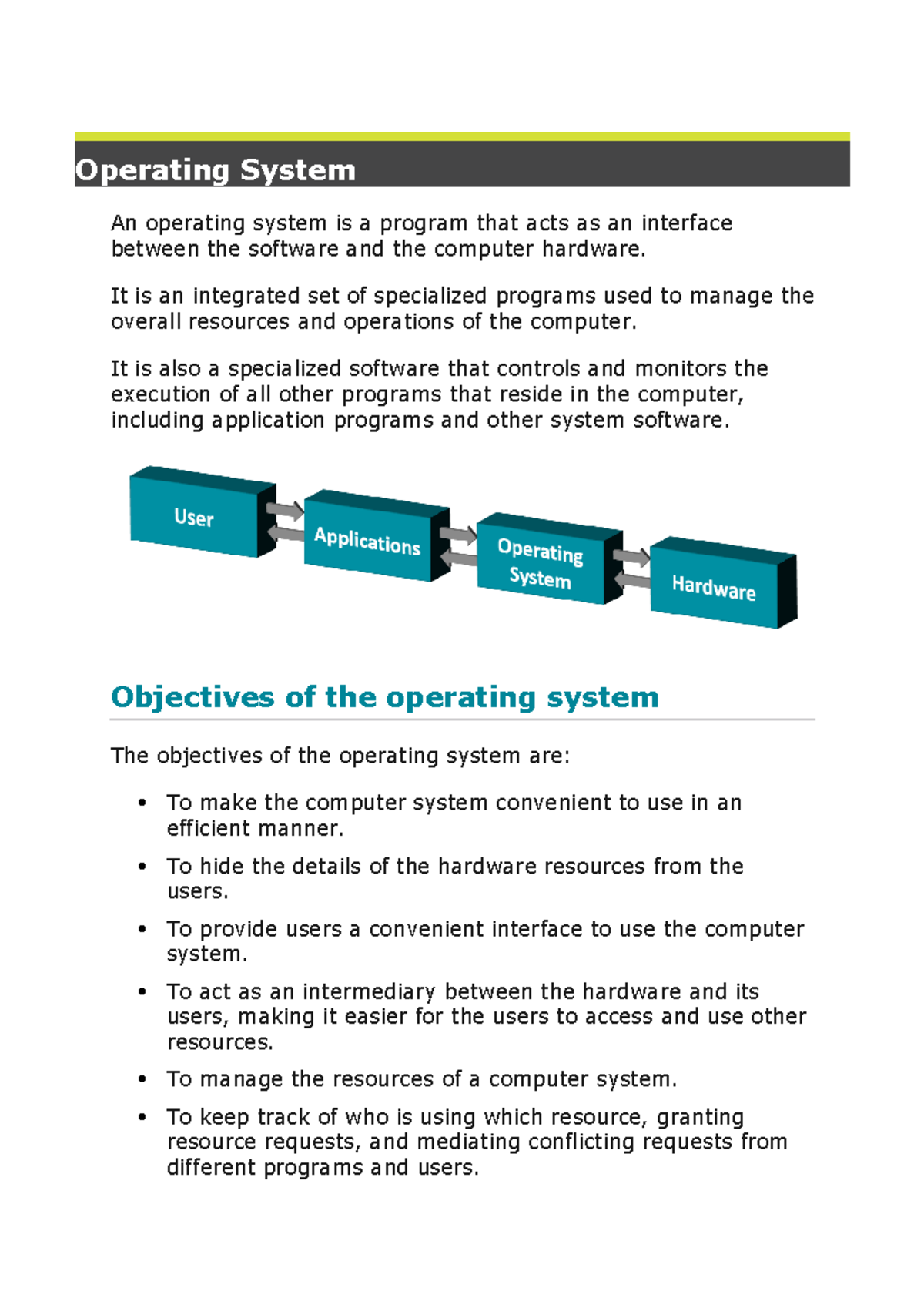 Operating systems - by viji - Operating System An operating system is a program that acts as an ...