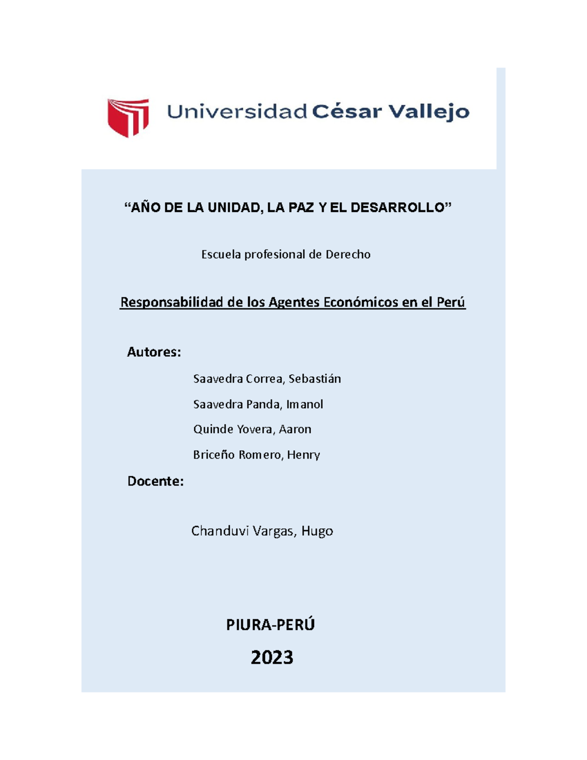 Tarea Economia y derecho.. Saavedra Correa Dylan - “AÑO DE LA UNIDAD ...