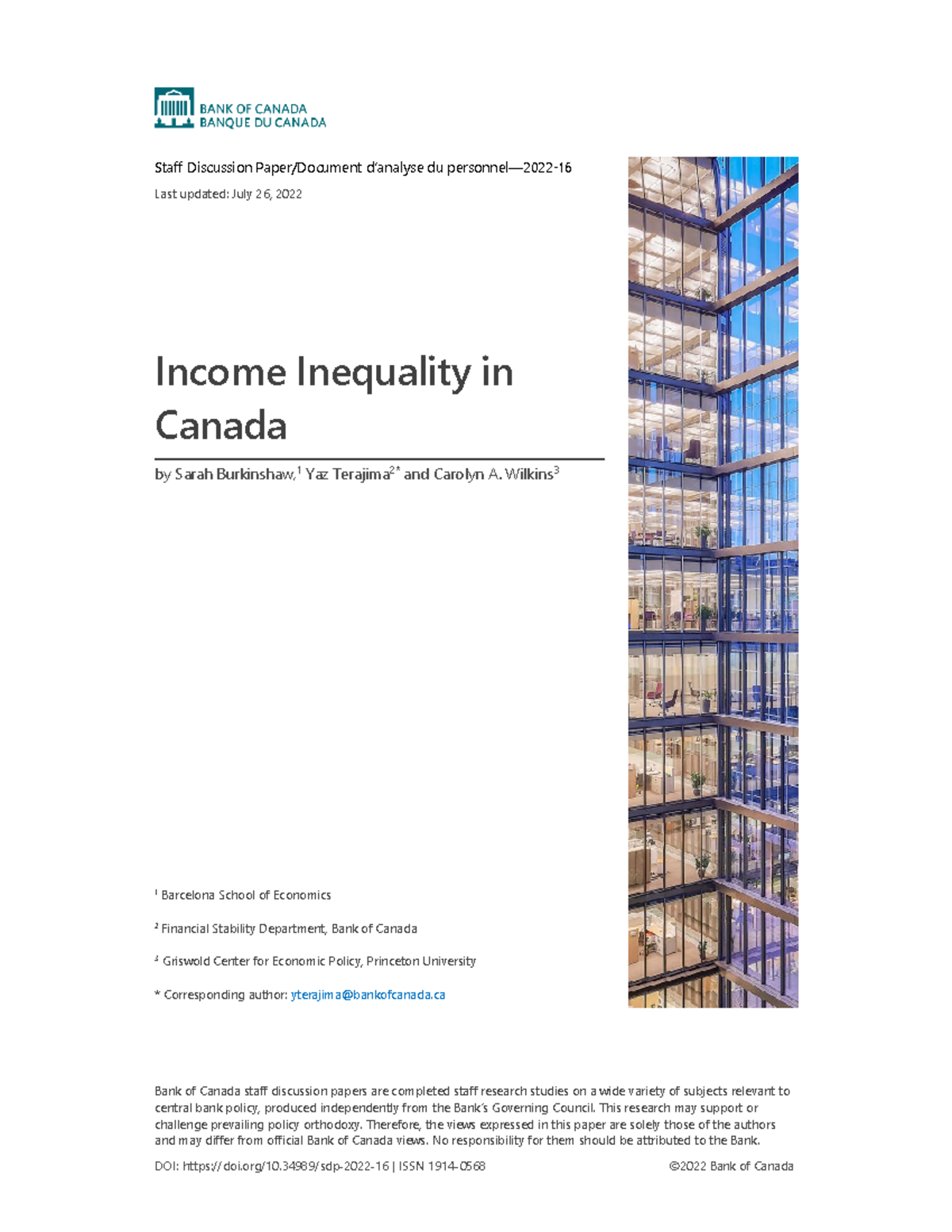 Tax inequlities - kdkdkdk - Bank of Canada staff discussion papers are ...