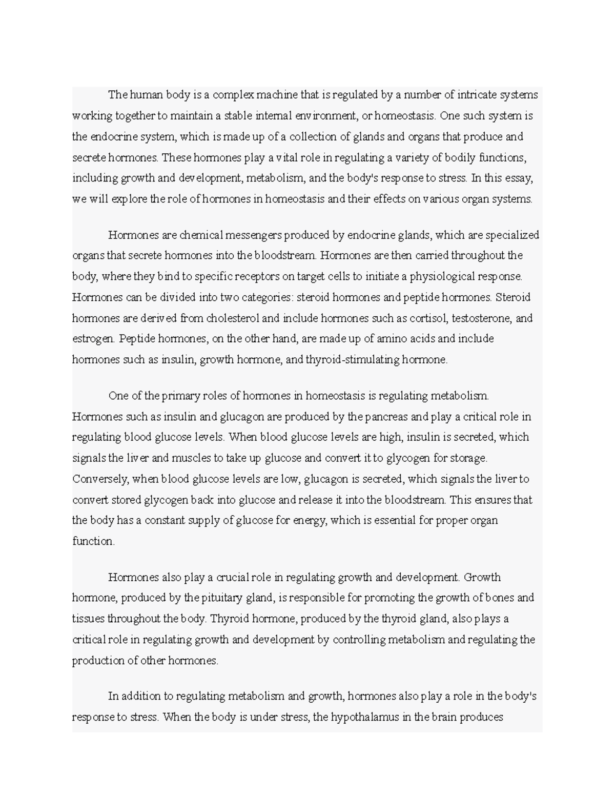 The Endocrine System The Role of Hormones in Homeostasis - The human ...