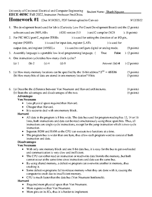 EECE 4038 C Fall 2022 HW 1 (9-12-2022) - University of Cincinnati Electrical and Computer - Studocu