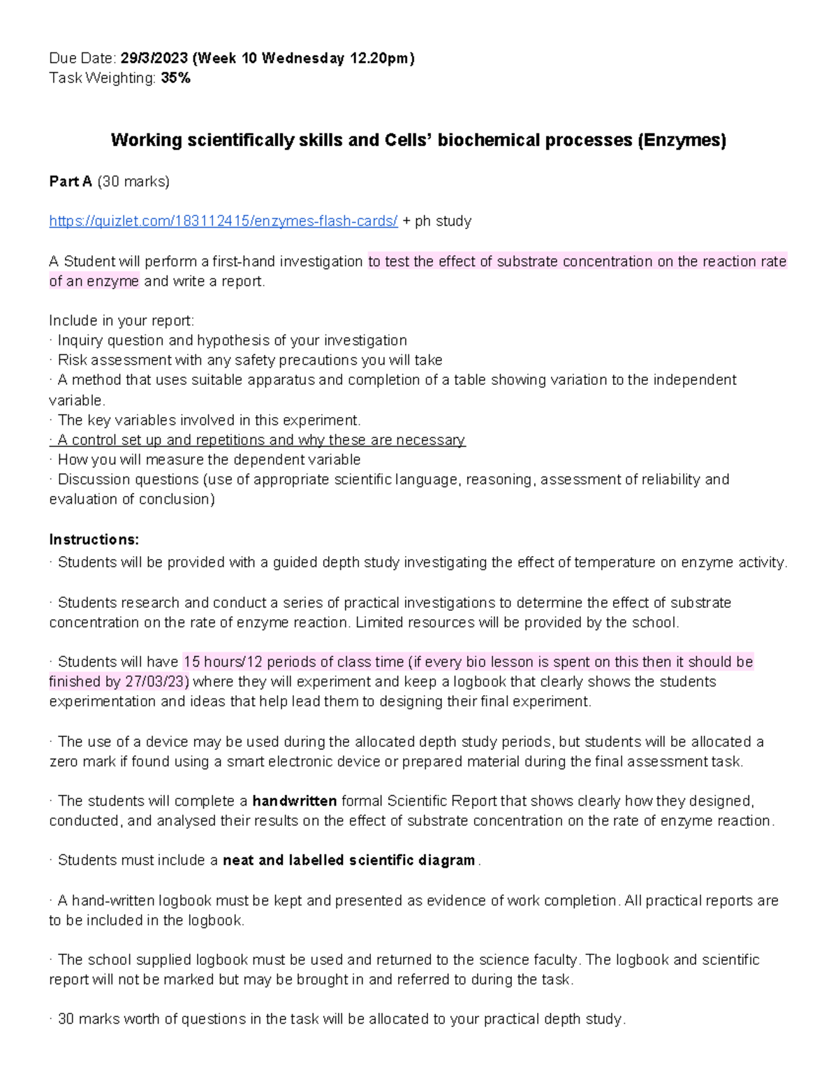 Bio task 1 depth study - Working scientifically skills and Cells ...