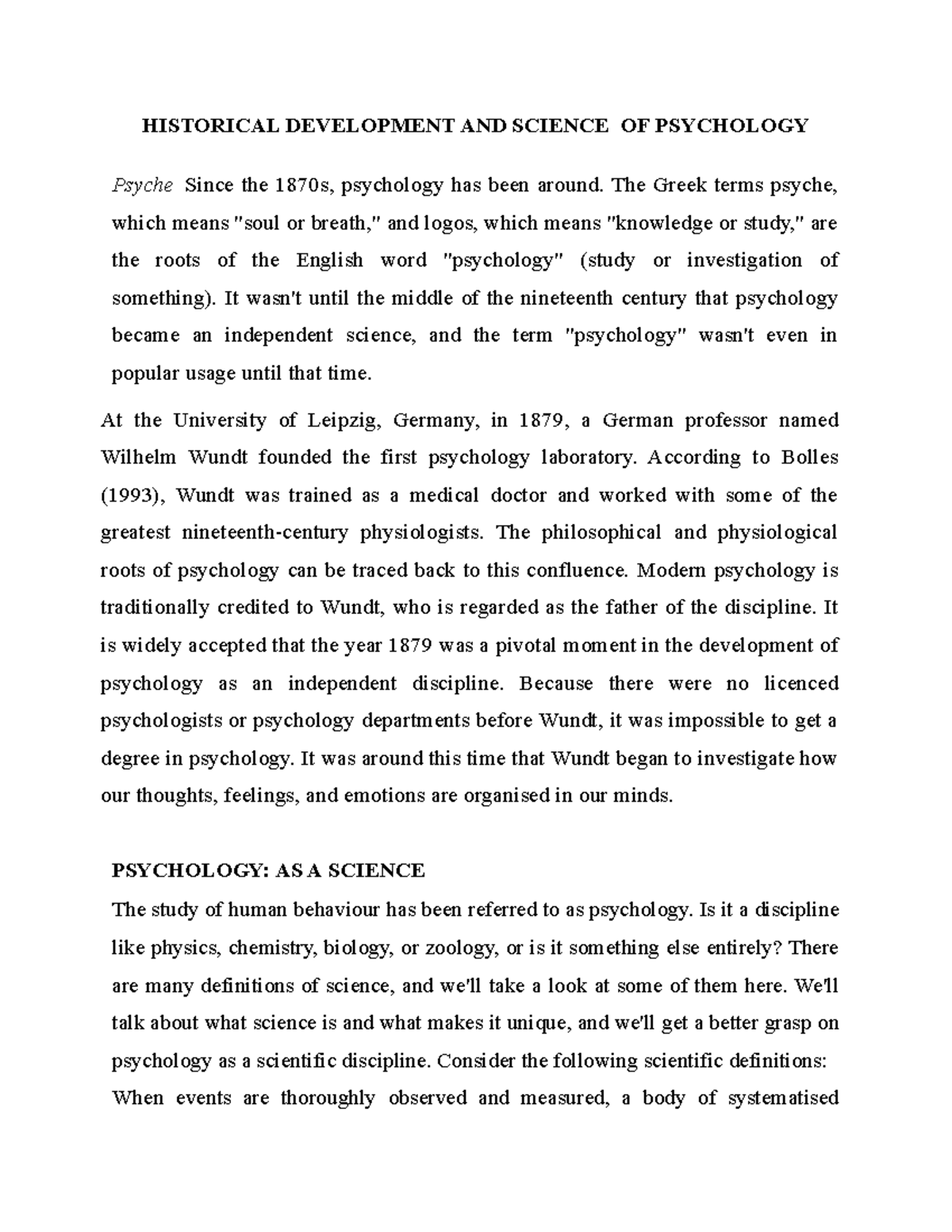 Historical Development AND Science OF Psychology - Social Psychology ...