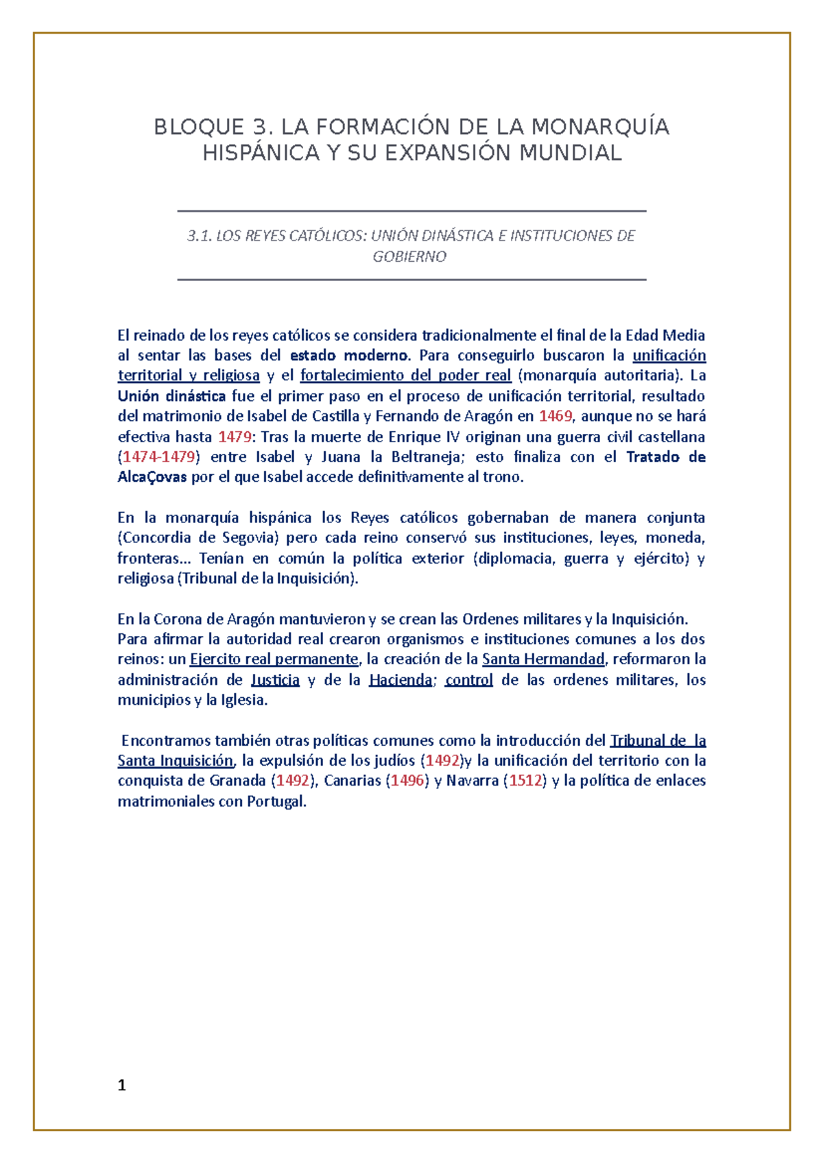 Bloque 3. LA FormacióN DE LA MonarquíA HispáNICA Y SU ExpansióN Mundial - BLOQUE 3. LA FORMACIÓN ...