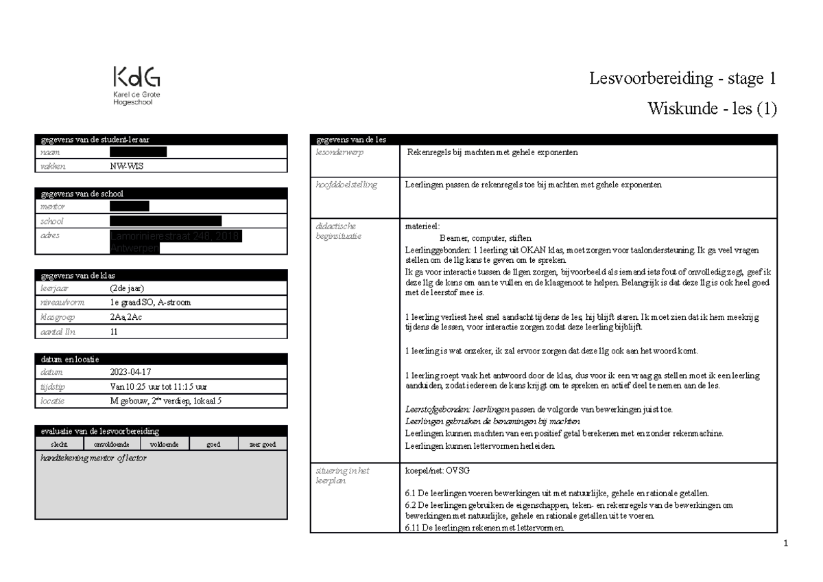 LVB1 rekenregels bij machten met gehele exponenten - krachtig leren - KdG - Studocu