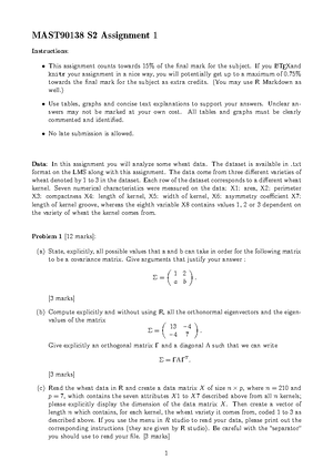 Assignment 1 2022 questions-1 - MAST90138 S2 Assignment 1 Instructions ...