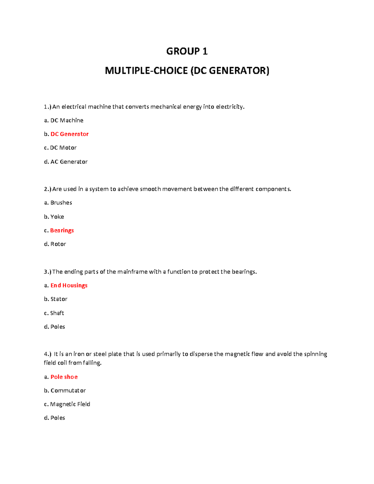 Group-1-DC-Generators-Qn A - GROUP 1 MULTIPLE-CHOICE (DC GENERATOR) 1 ...