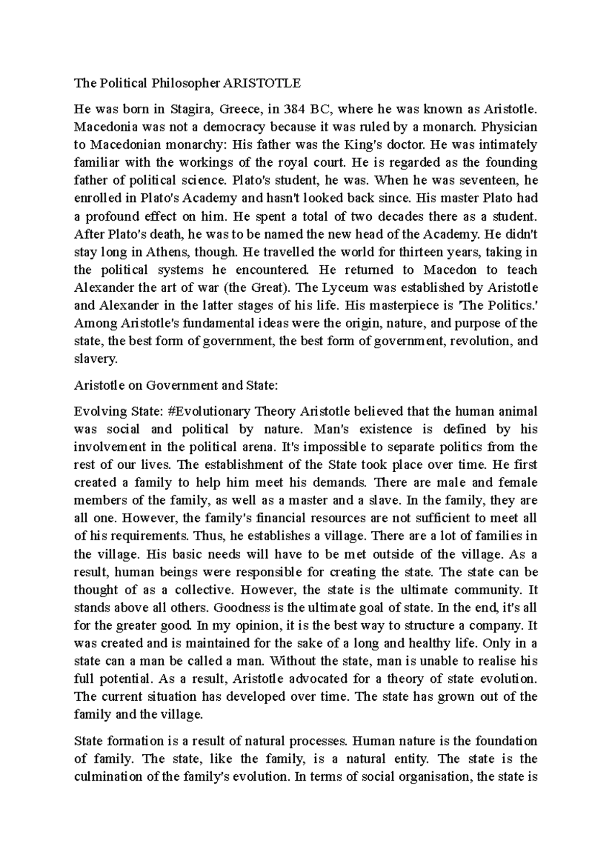 Aristotle AS Political Philosopher - Western Political Thought - AMU ...