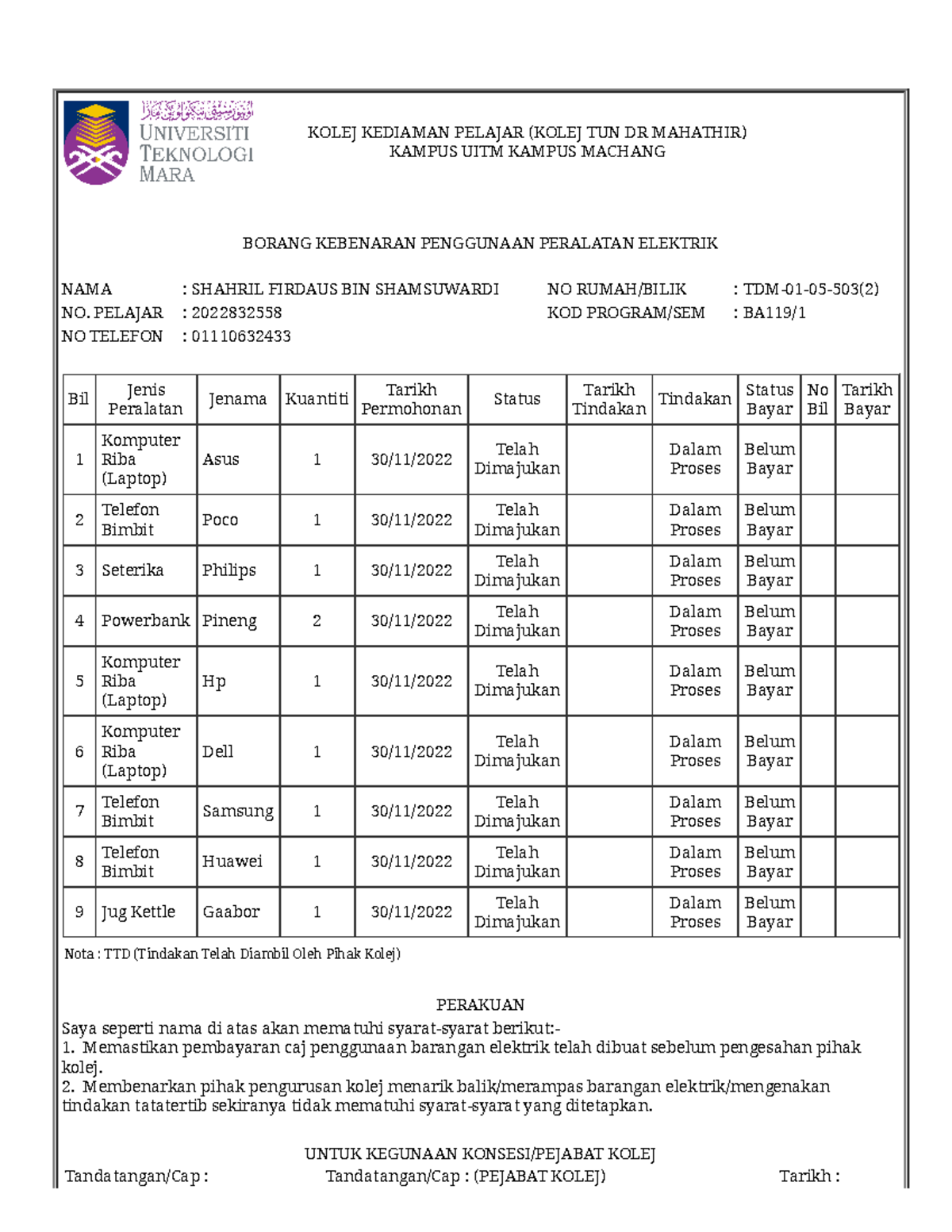 Barang elektrik - Chhhhgf - KOLEJ KEDIAMAN PELAJAR (KOLEJ TUN DR ...