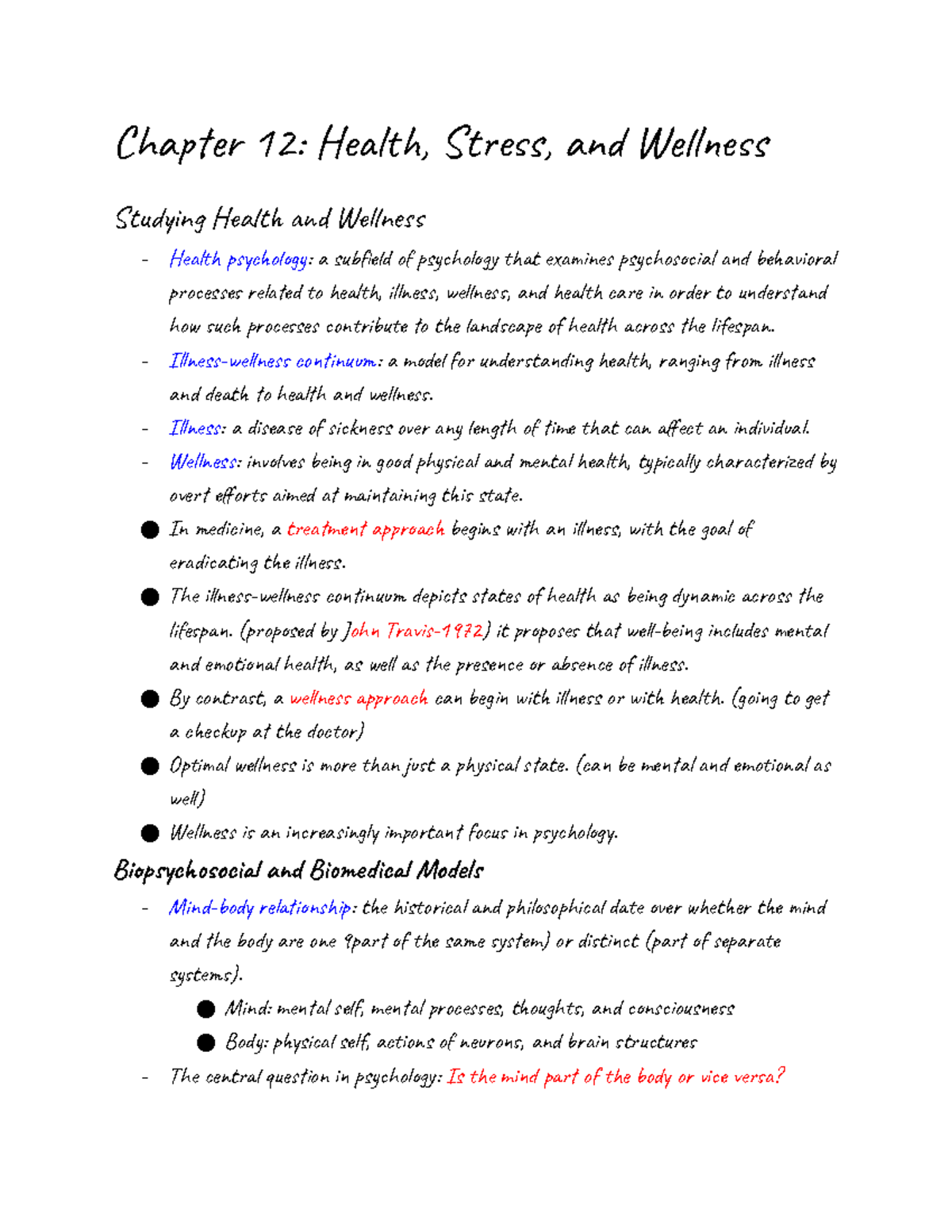 PSYC 1630- Chapter 12: Health, Stress, and Wellness - Chapter 12 ...