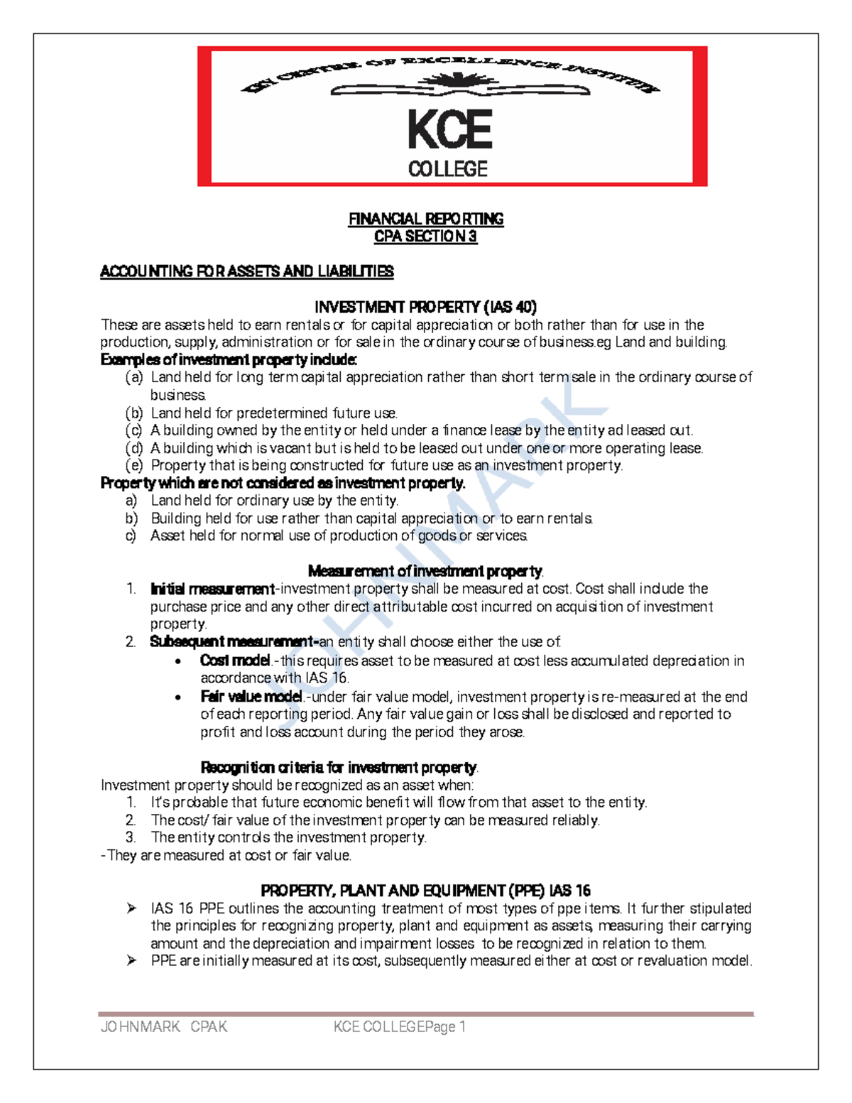 Frhandout - Kasneb - KCE COLLEGE FINANCIALREPORTING CPASECTION ...