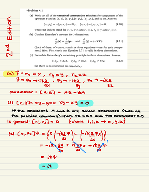 Phy4604 hw 2 - Homework with answer key from Prof. Zhu's class - Problem 2 Prove the following ...