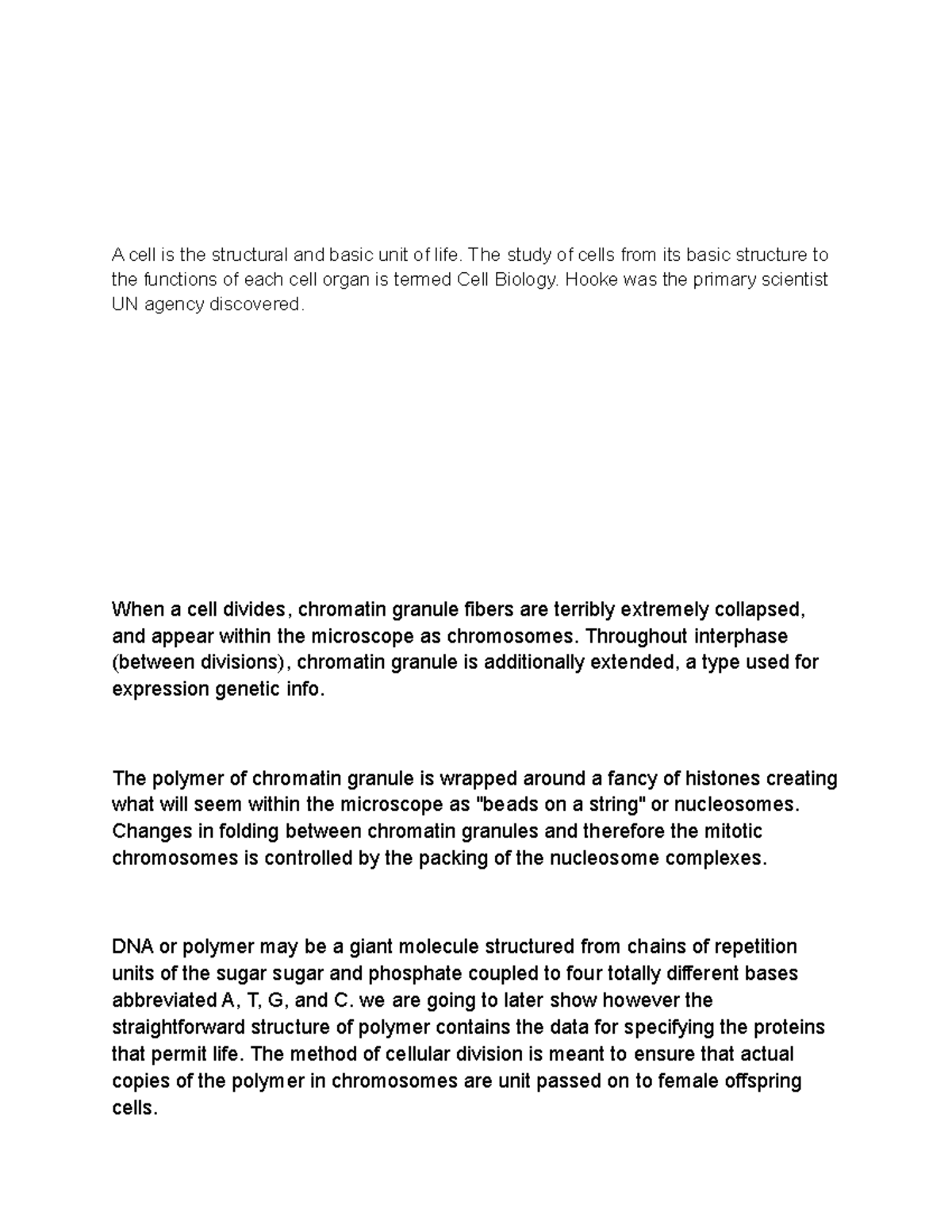 Biology 5 - Lecture notes Lecture 5 - A cell is the structural and ...