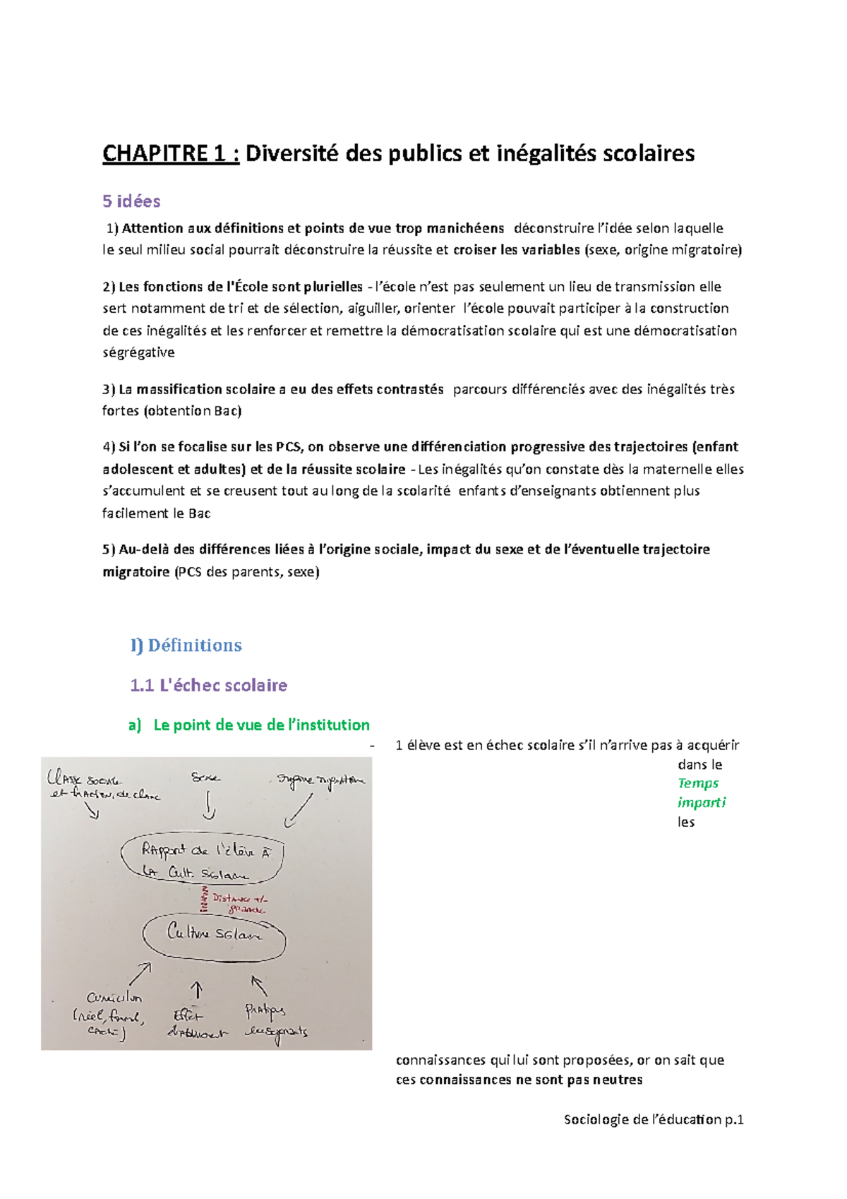 CM Chapitre 1 Diversité des publics et inégalités scolaires - CHAPITRE ...