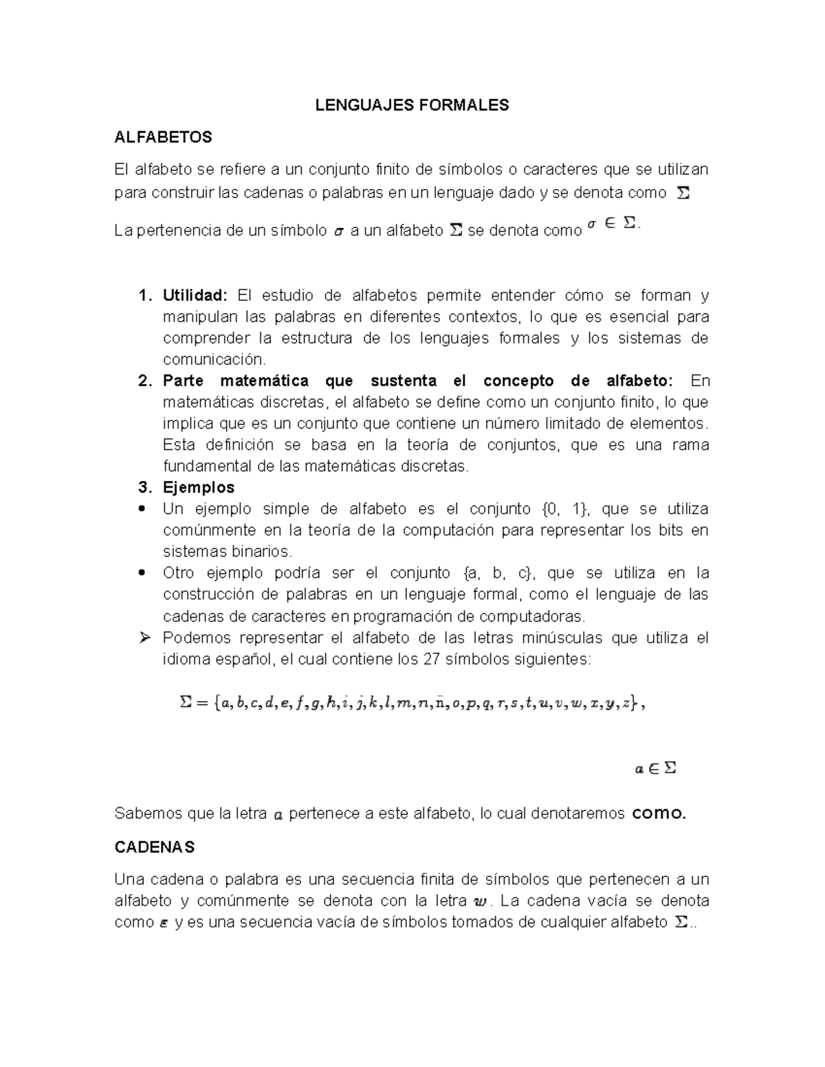 Lenguajes formales expo - LENGUAJES FORMALES ALFABETOS El alfabeto se ...