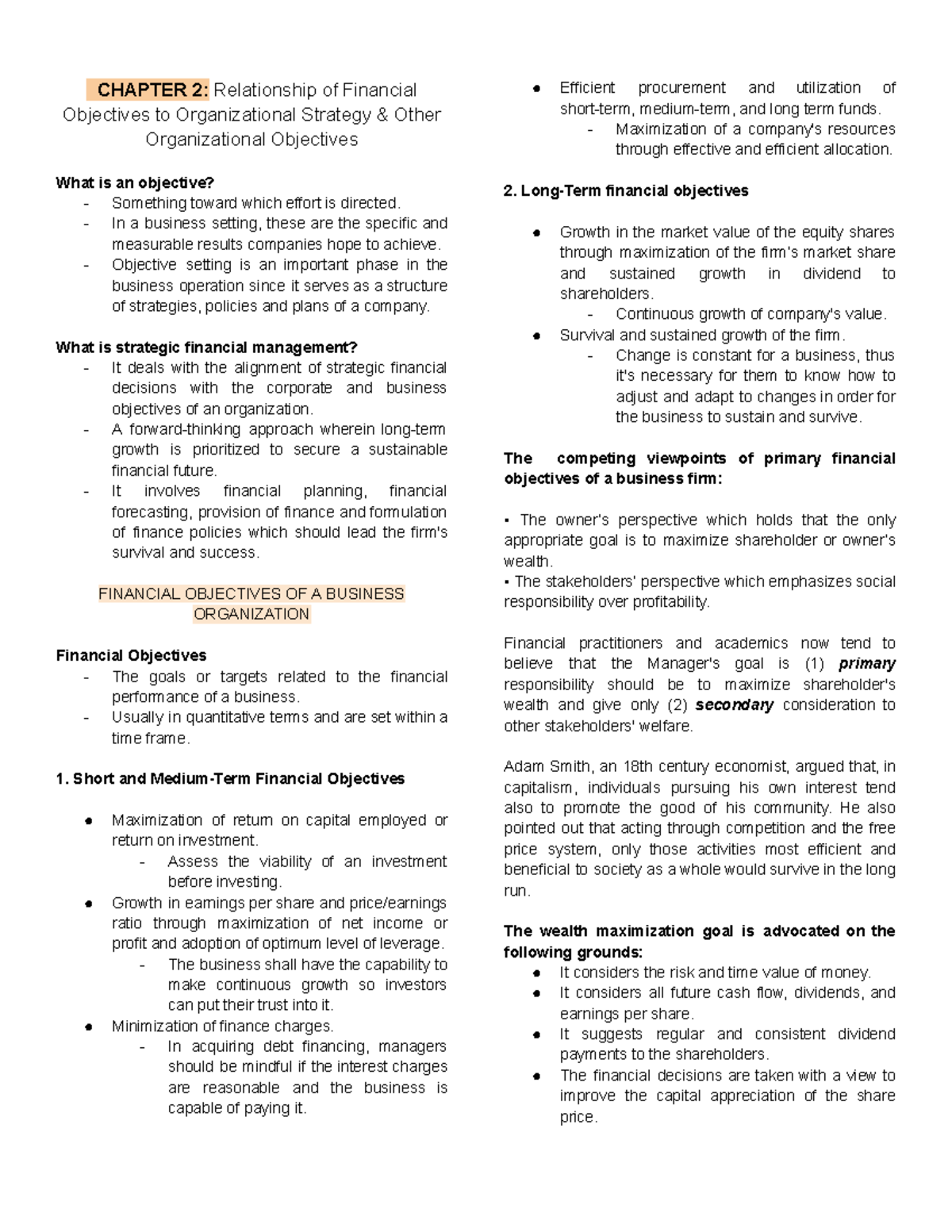 Financial Management Module 1 - CHAPTER 2: Relationship of Financial ...
