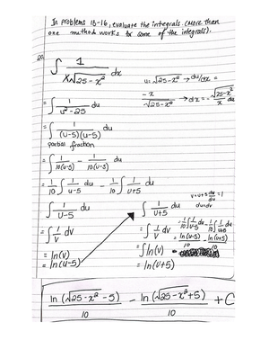 MATH 141 QUIZ 1 Worksheet - MA 141 Calculus 2 Name: ___________________________ Quiz 1 1 | P a g ...