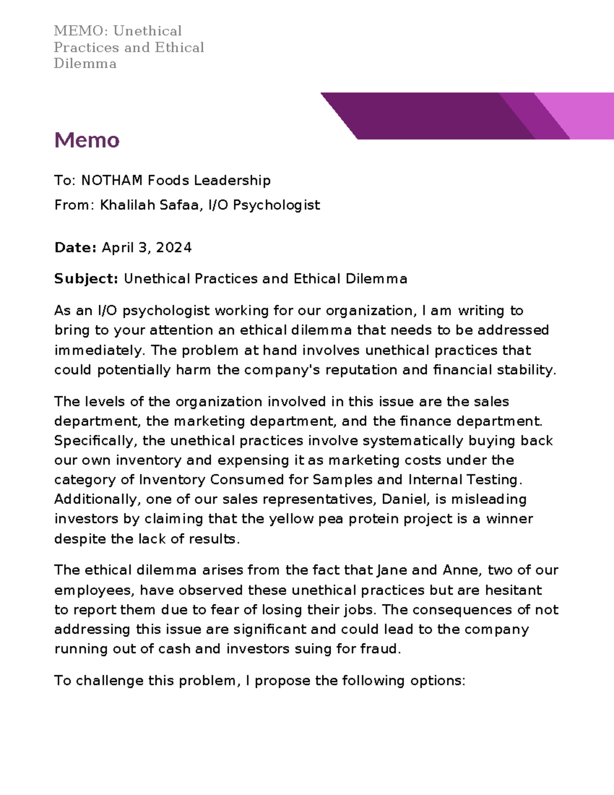 Unethical Practices and Ethical Dilemma - Copy - Practices and Ethical ...