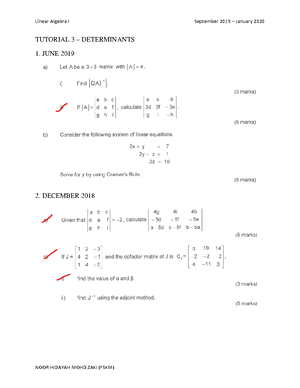 Tutorial 6 - Eigenvalues AND Eigenvectors - Linear Algebra - TUTORIAL 6 – EIGENVALUES AND - Studocu