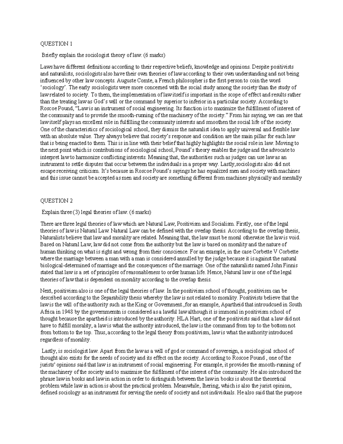 Chapter 3 question tuto law034 socialist - QUESTION 1 Briefly explain ...