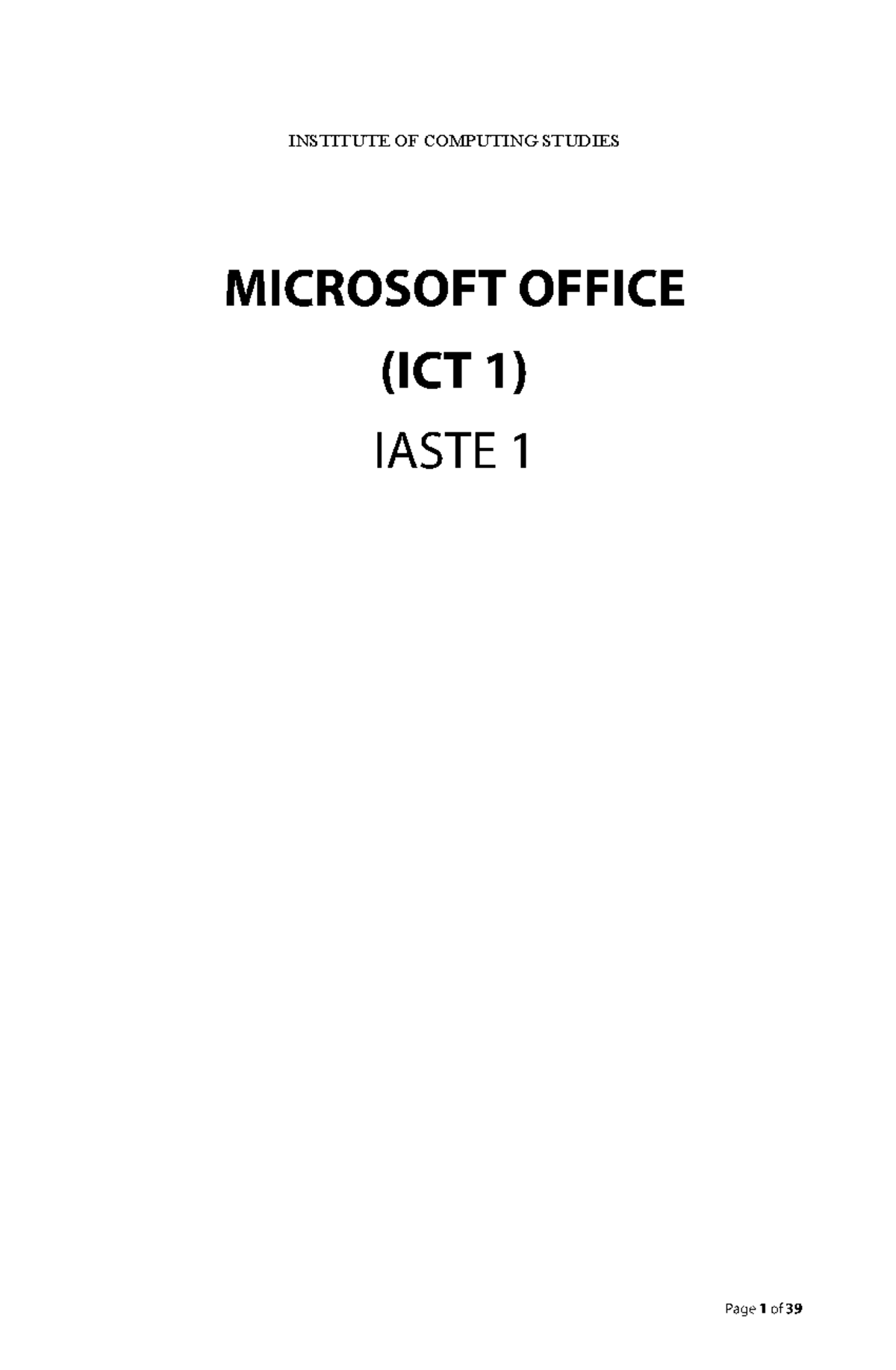 ICT1-Module 5 - MS Office Suite - Bachelor of Arts in History - - Studocu
