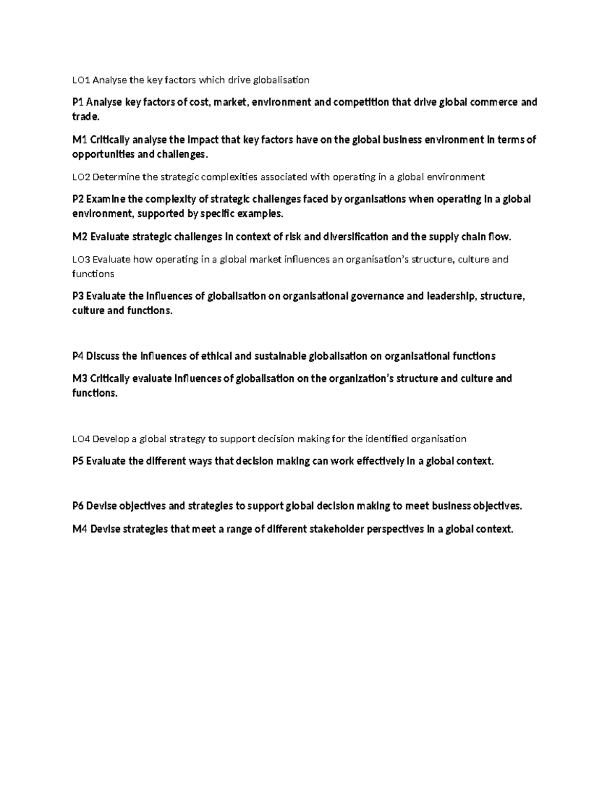 Global Business Environment - LO1 Analyse the key factors which drive ...