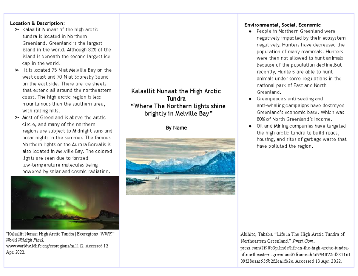 Biome Project - Location & Description: Kalaallit Nunaat of the high ...