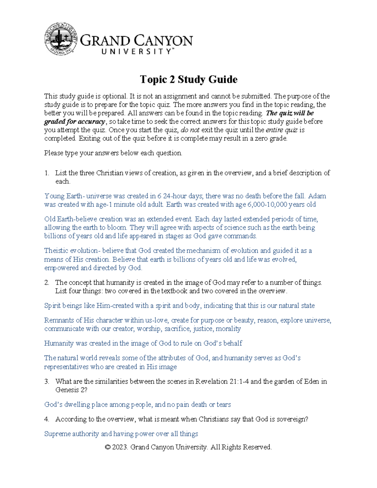 T2Study Guide - Topic 2 Study Guide This study guide is optional. It is ...