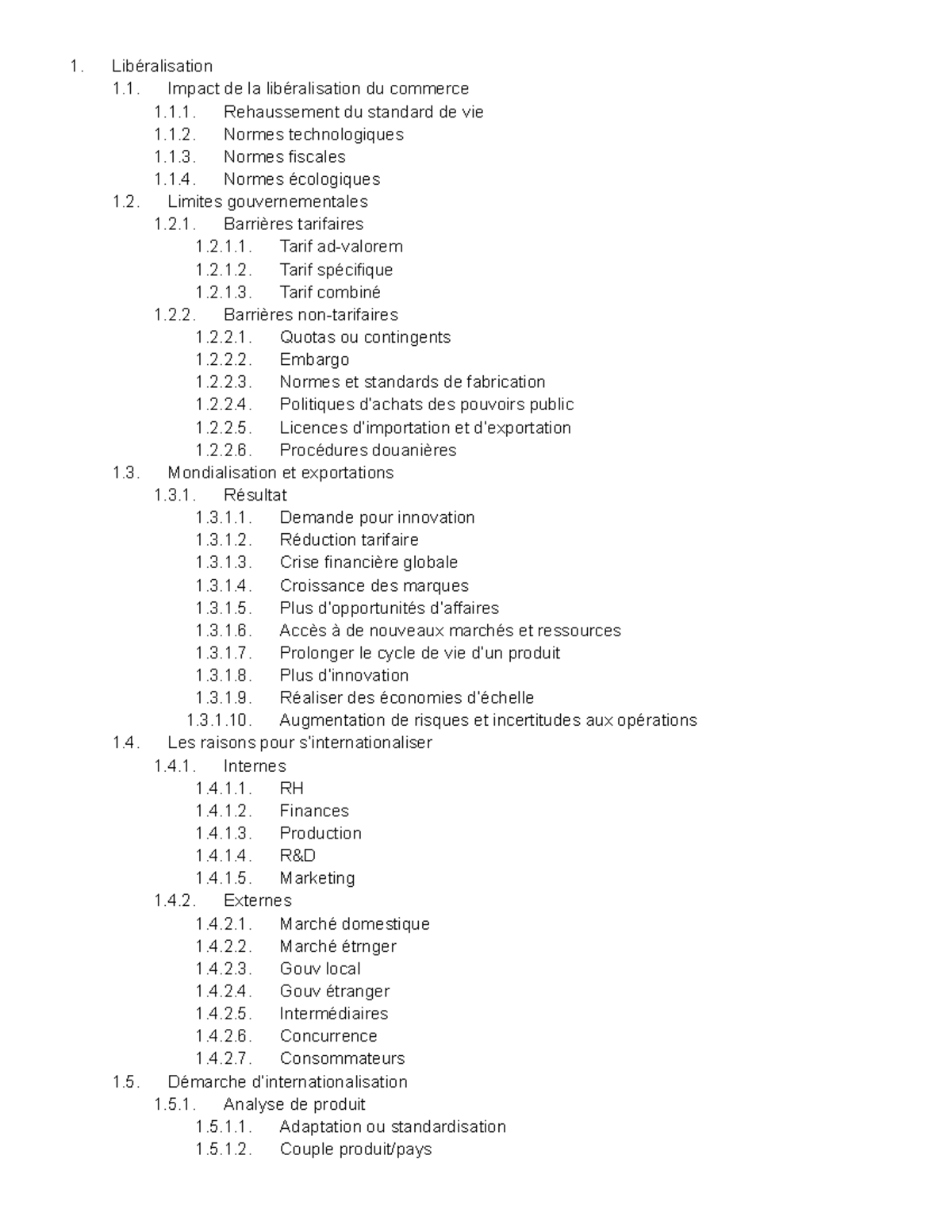 Fiche de révision finale - Libéralisation Impact de la libéralisation ...