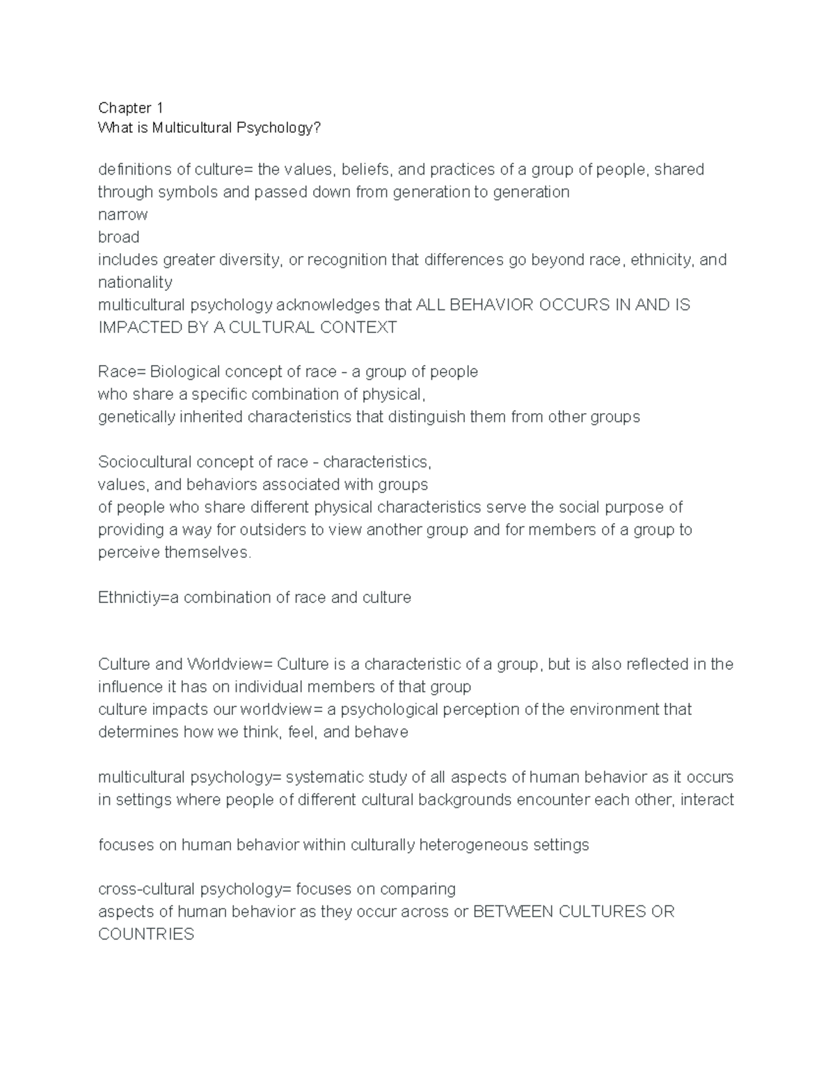 Multicultural Psychology - Chapter 1 What is Multicultural Psychology ...