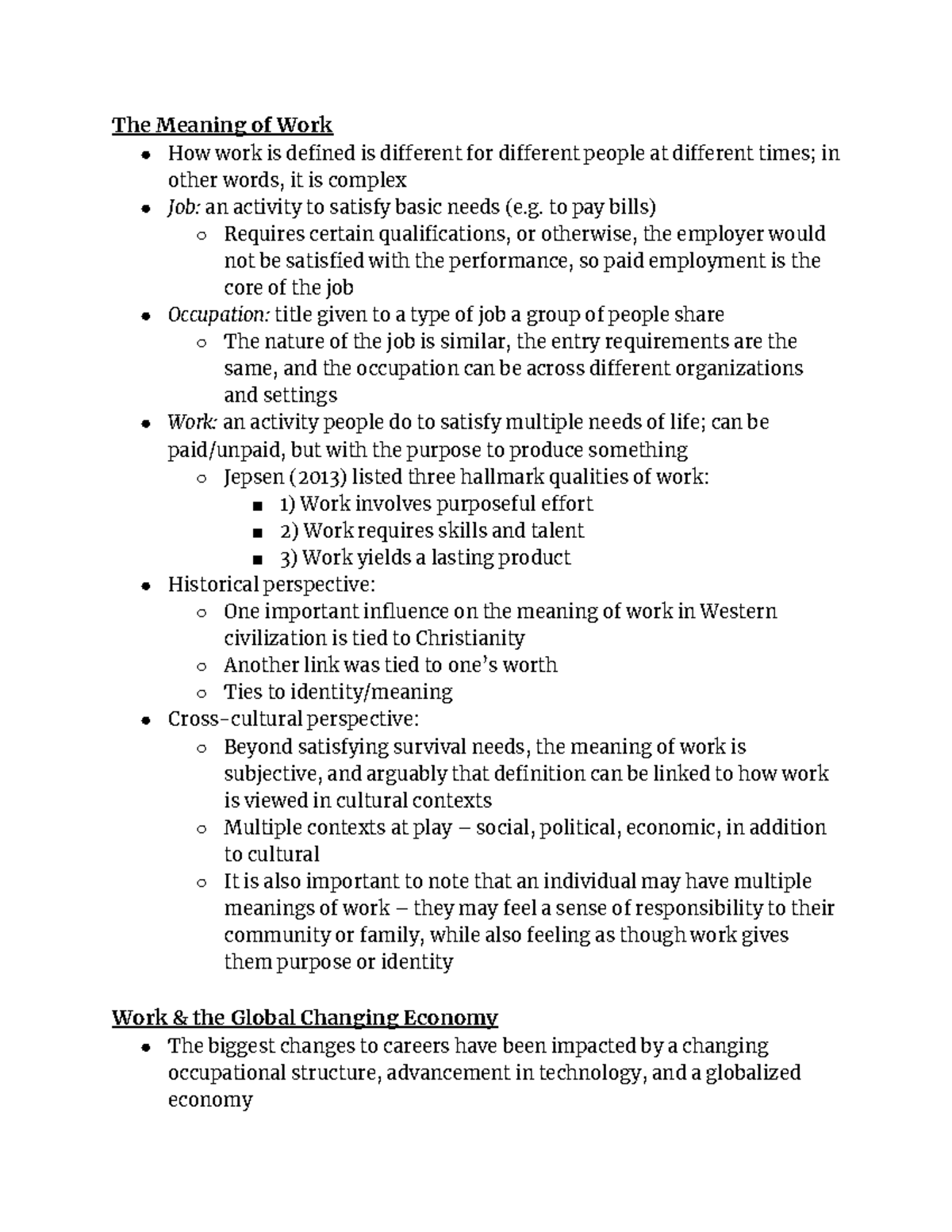 Career Counseling Ch. 2 and 3 (Work in a Global Context) - The Meaning ...