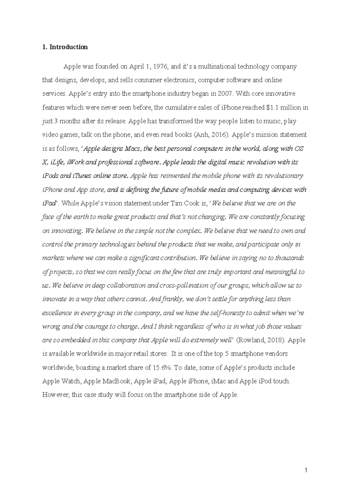 Apple marketing strategy - 1. Introduction Apple was founded on April 1 ...