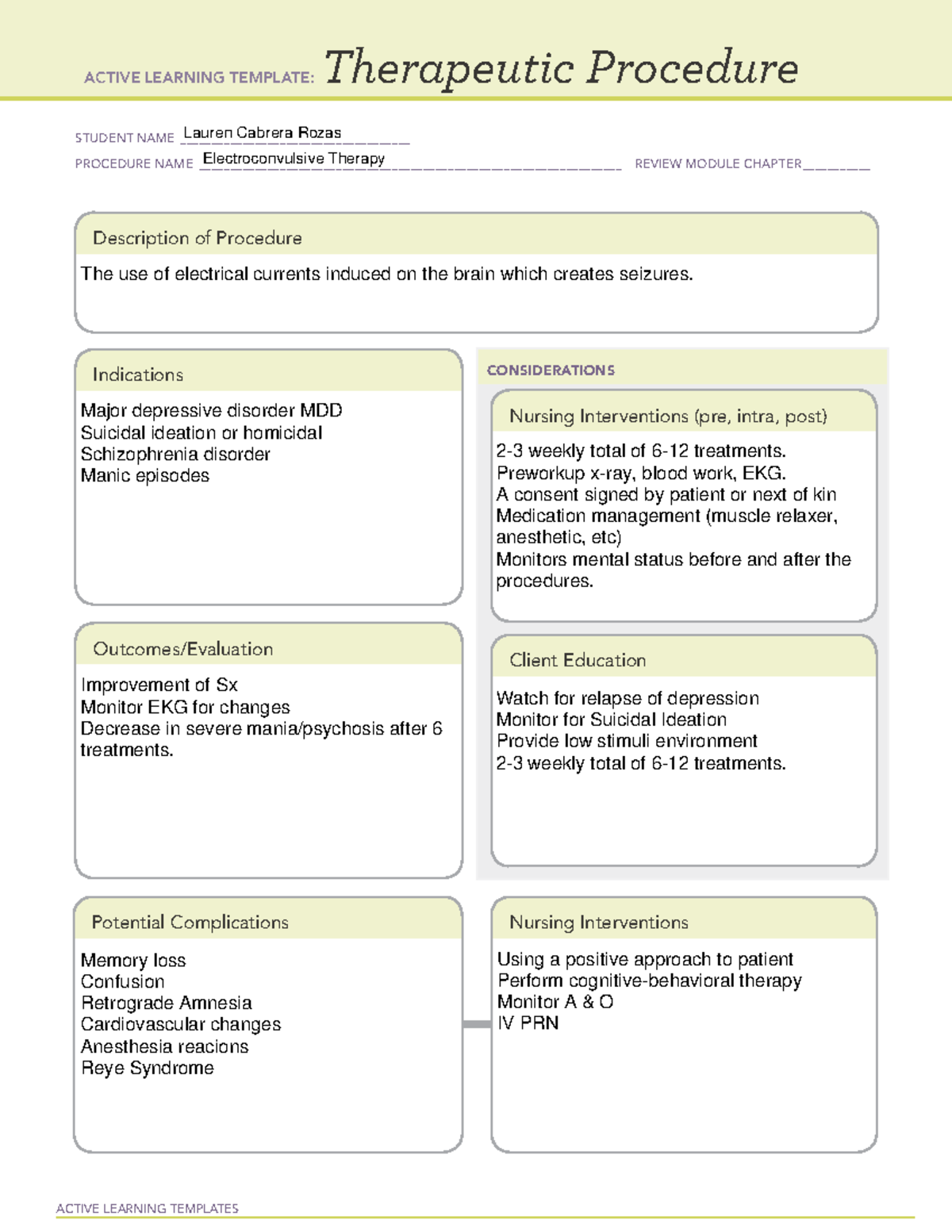 Therapeutic procedure ECT - NUR1220 - ACTIVE LEARNING TEMPLATES ...