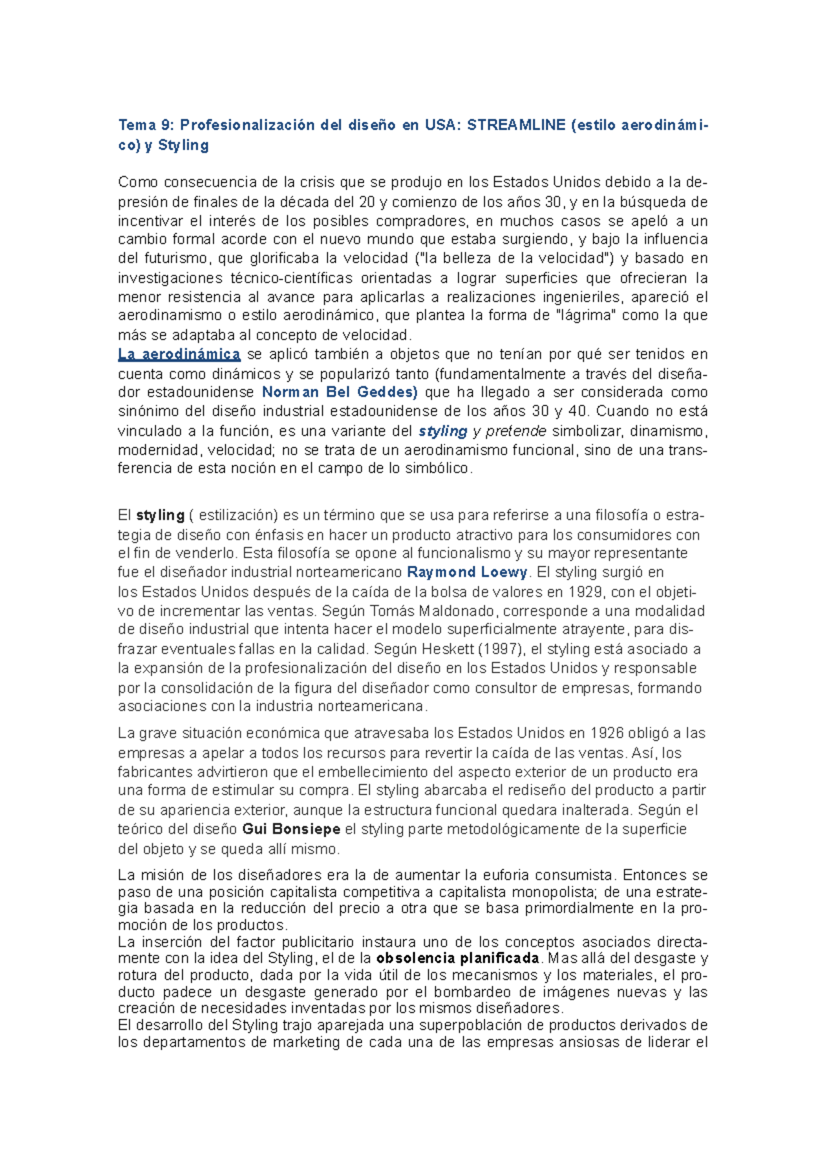 Tema 9 Streamline y Styling - Tema 9: Profesionalización del diseño en ...