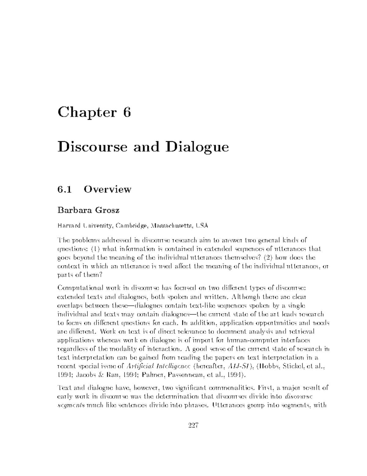 Discourse Analysis - Chapter 6 Discourse and Dialogue 6 Overview ...