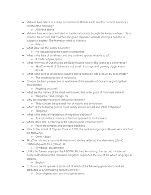 HWST 107 Exam 2 Study Guide - HWST 107: Exam 2 Study Guide EXAM REVIEW ...