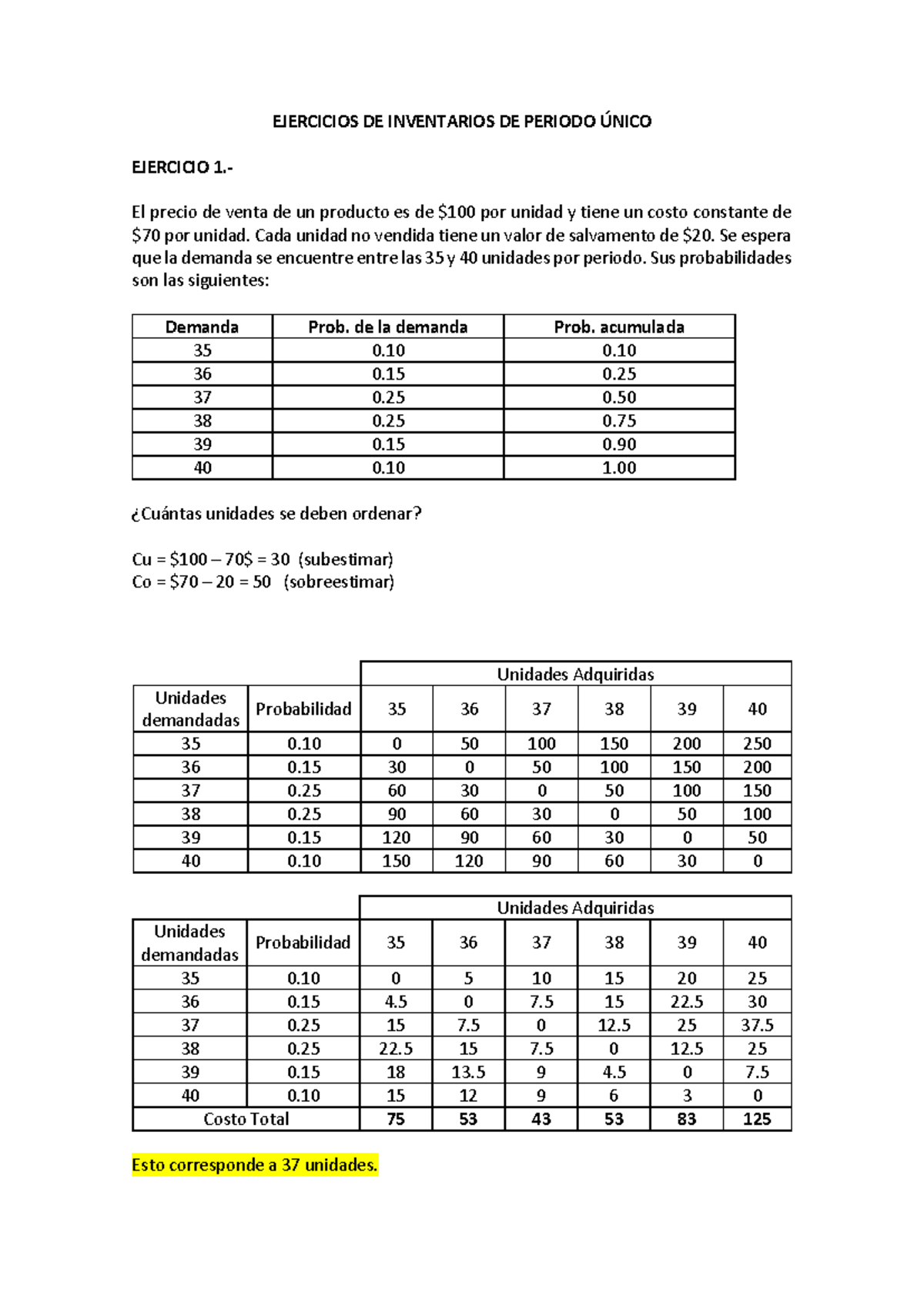 Ejercicios de Inventarios de Periodo Único - Varios Periodos - EJERCICIOS DE INVENTARIOS DE ...