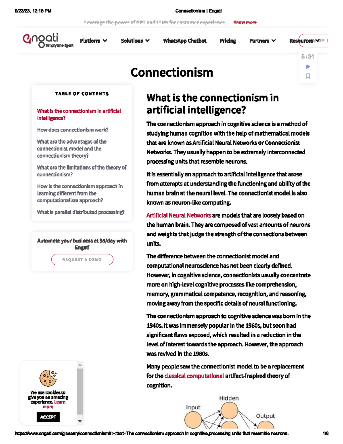Connectionism psychology - Cognitive Psychology - Studocu