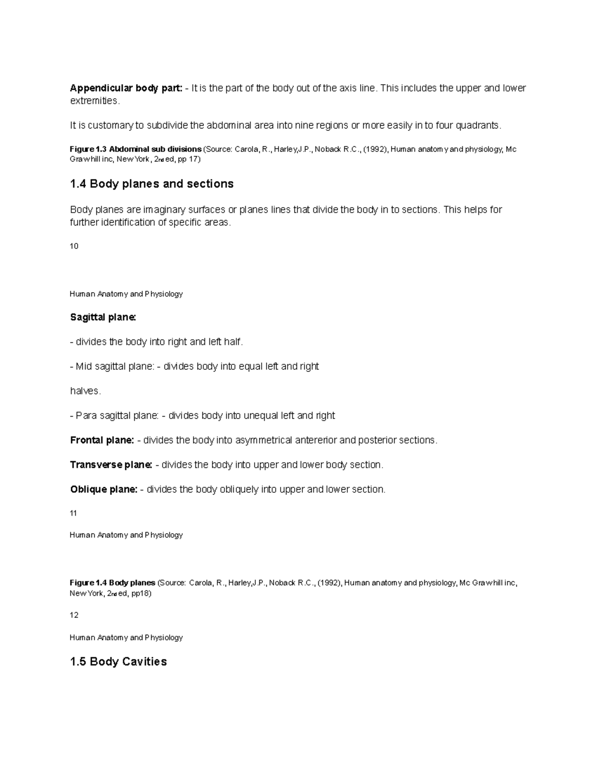 Appendicular Body Part Body Planes and Body Cavities in Human Anatomy ...