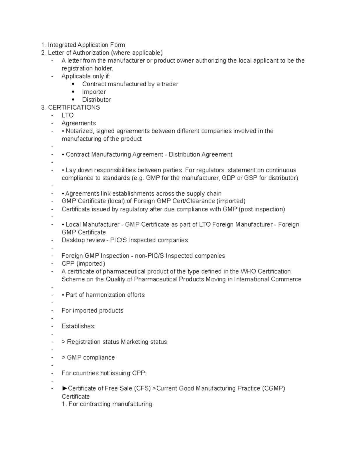 Regulatory Requirements - Integrated Application Form Letter of ...