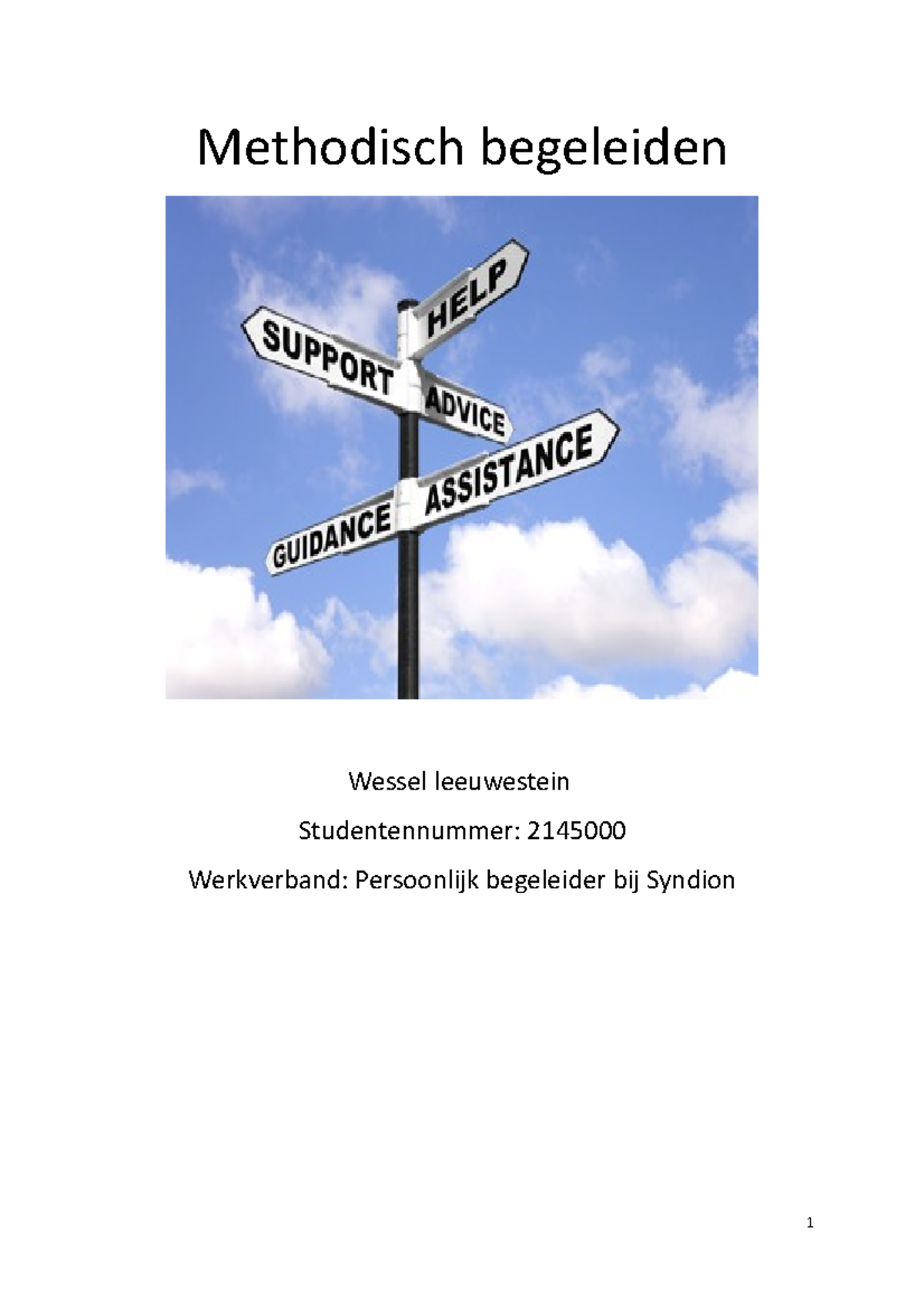 Methodisch begeleiden, methodieken in begeleiding van mensen met een ...