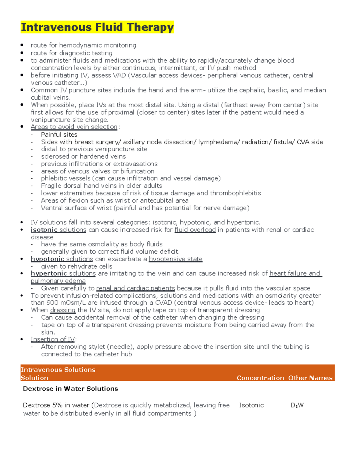 Notes Intravenous Fluid Therapy - Intravenous Fluid Therapy route for ...