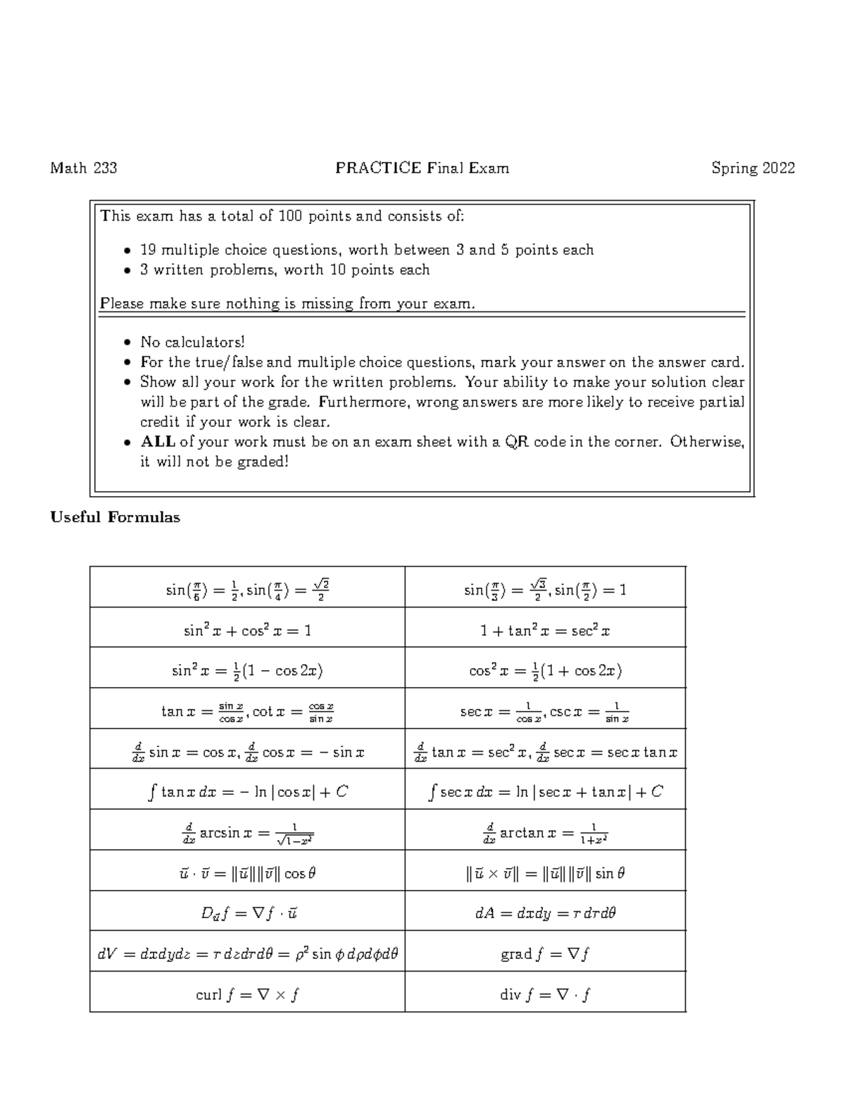 Practice+Final+Exam - Karl Schaefer - This exam has a total of 100 ...