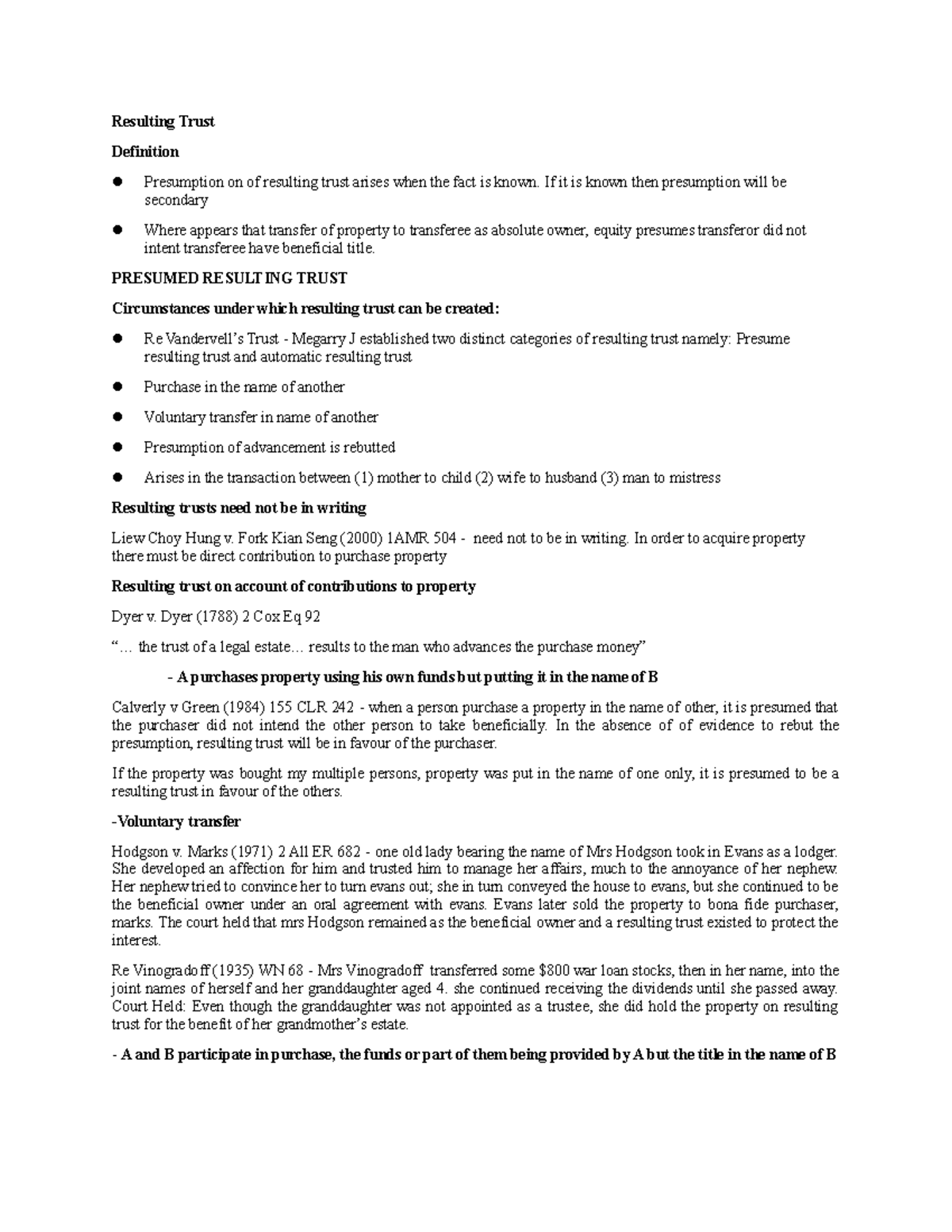 Resulting Trust Final - Resulting Trust Definition Presumption on of ...